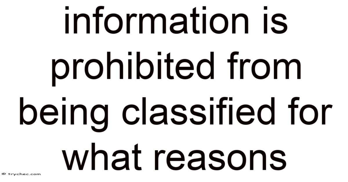 Information Is Prohibited From Being Classified For What Reasons