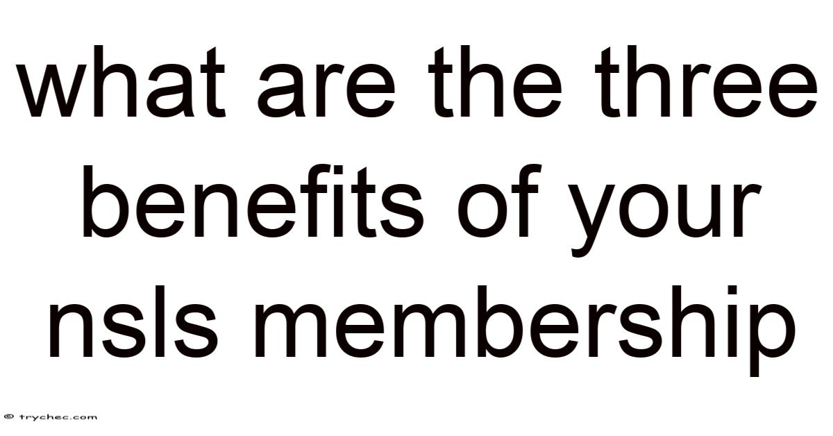 What Are The Three Benefits Of Your Nsls Membership