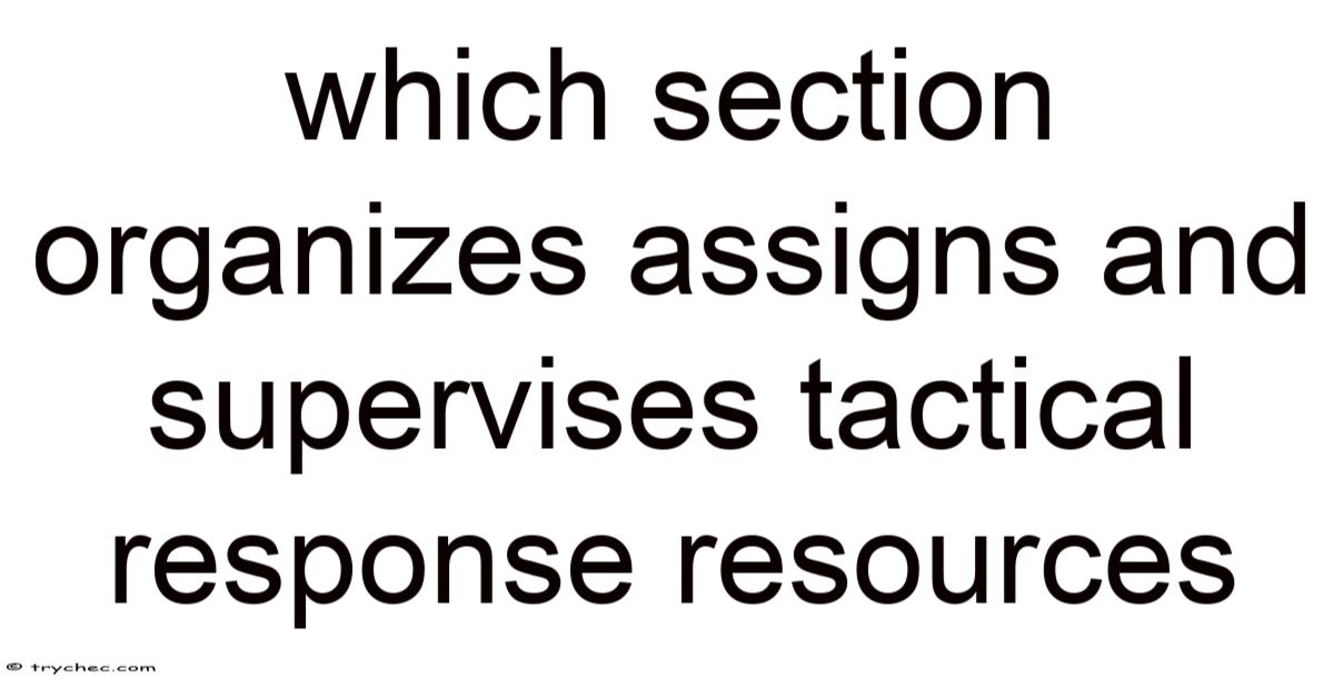 Which Section Organizes Assigns And Supervises Tactical Response Resources